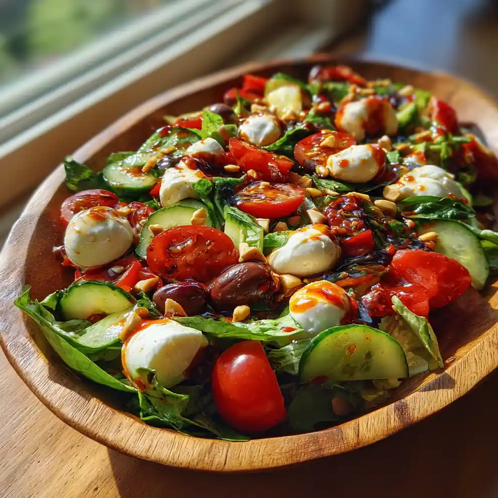 Massive Classic Italian Salad with Roasted Red Pepper Vinaigrette