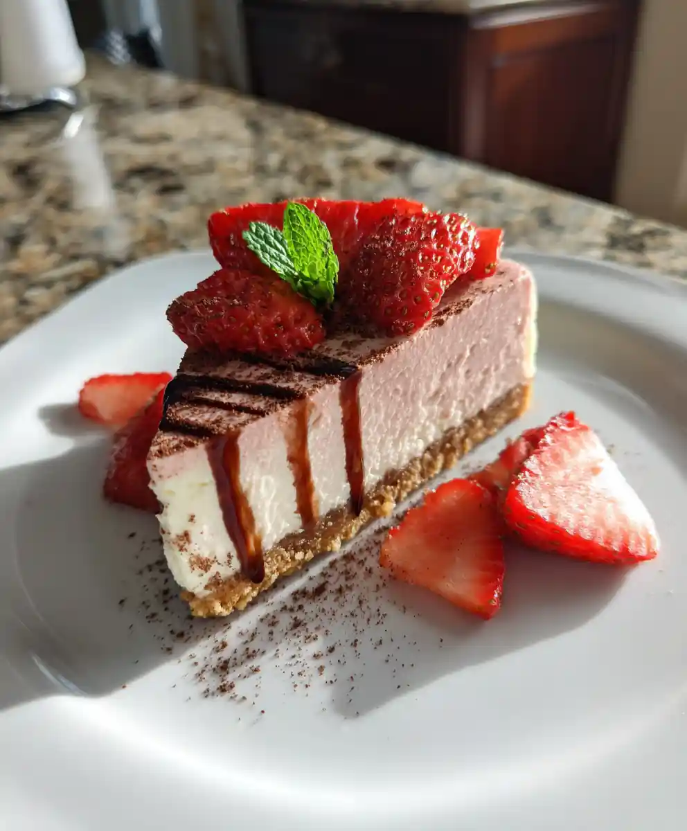 Strawberry Red Velvet Cheesecake with Balsamic Swirl